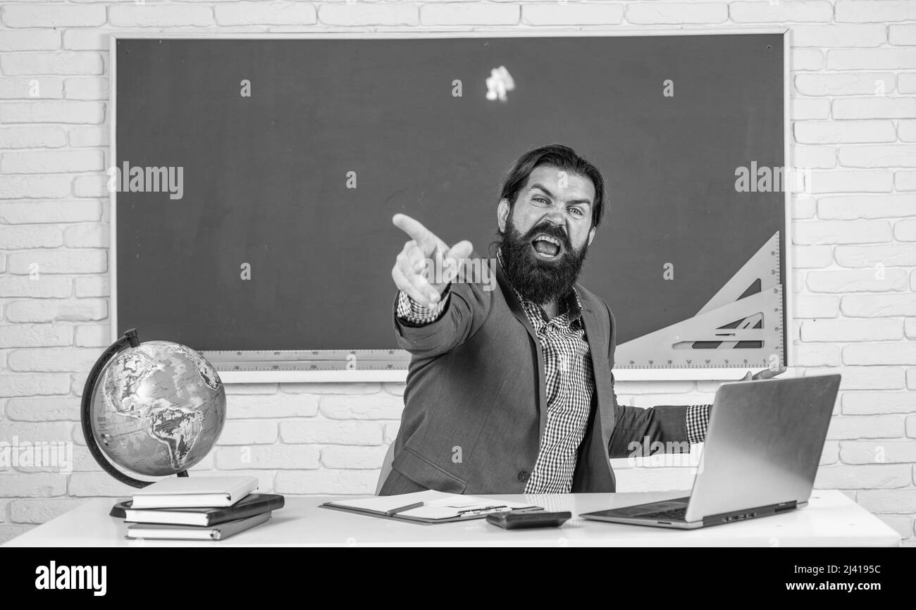 Angry teacher student classroom Black and White Stock Photos & Images ...
