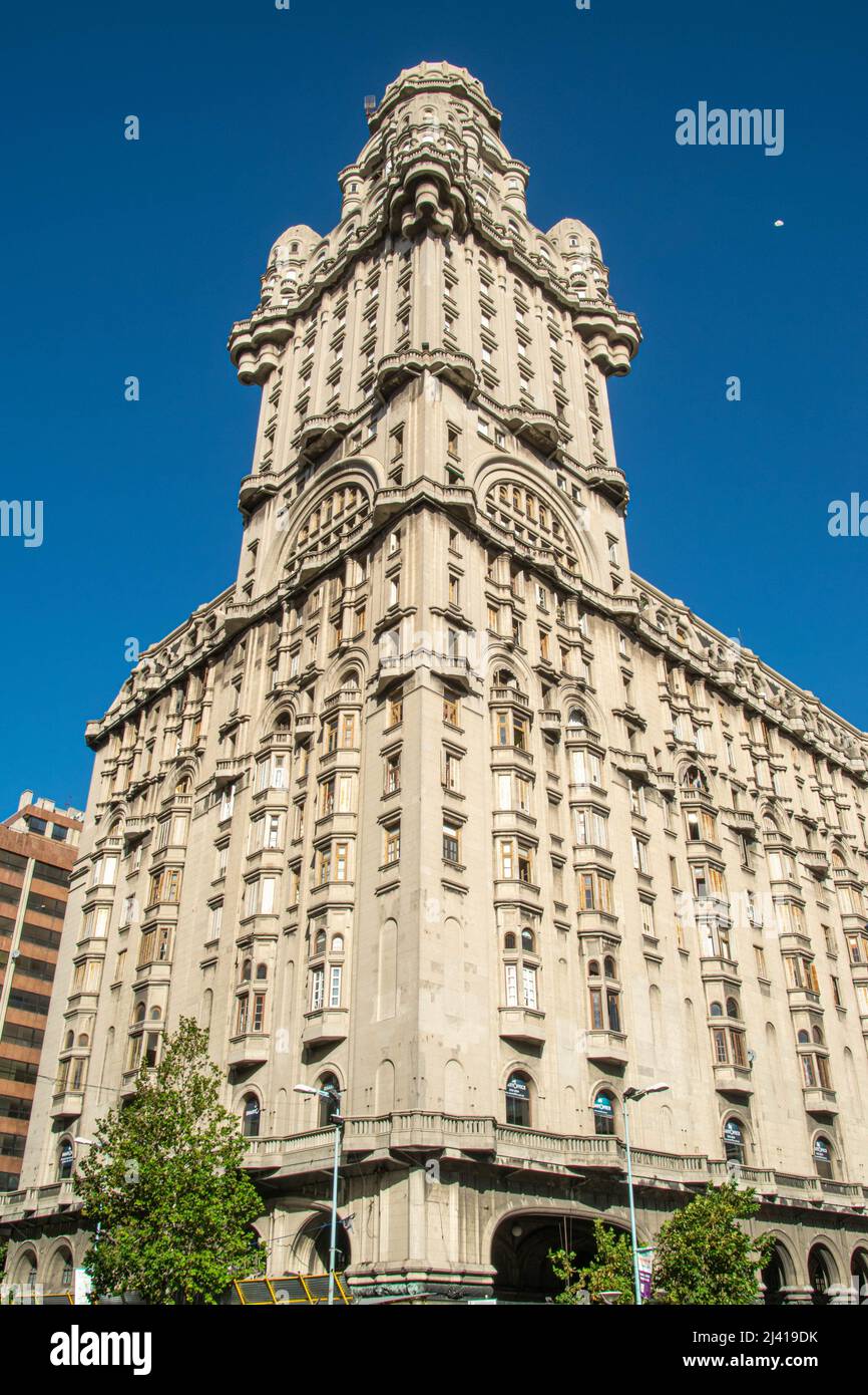 Salvo Palace, historic building at Independence square in Montevideo ...