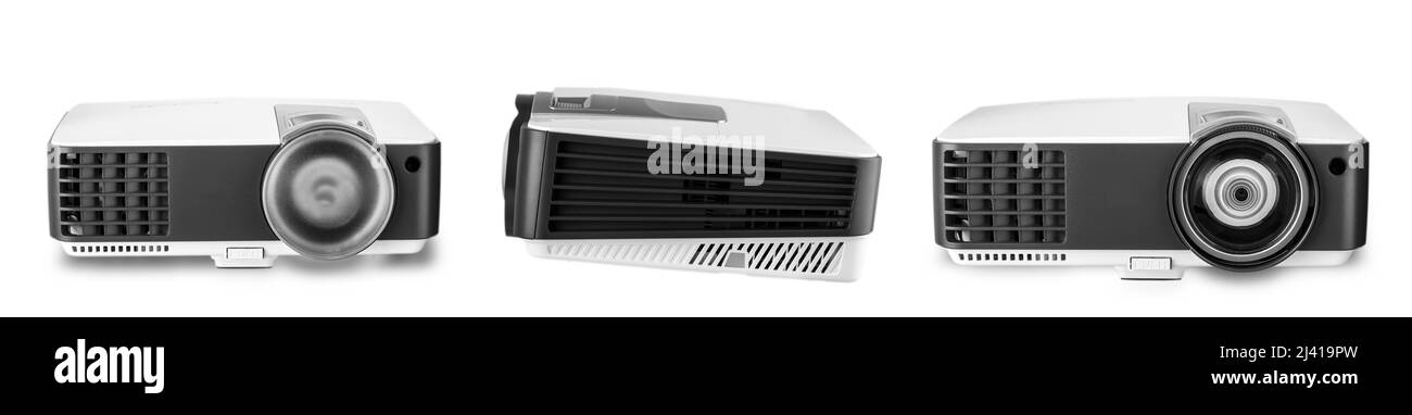 White multimedia projector isolated on white background Stock Photo - Alamy