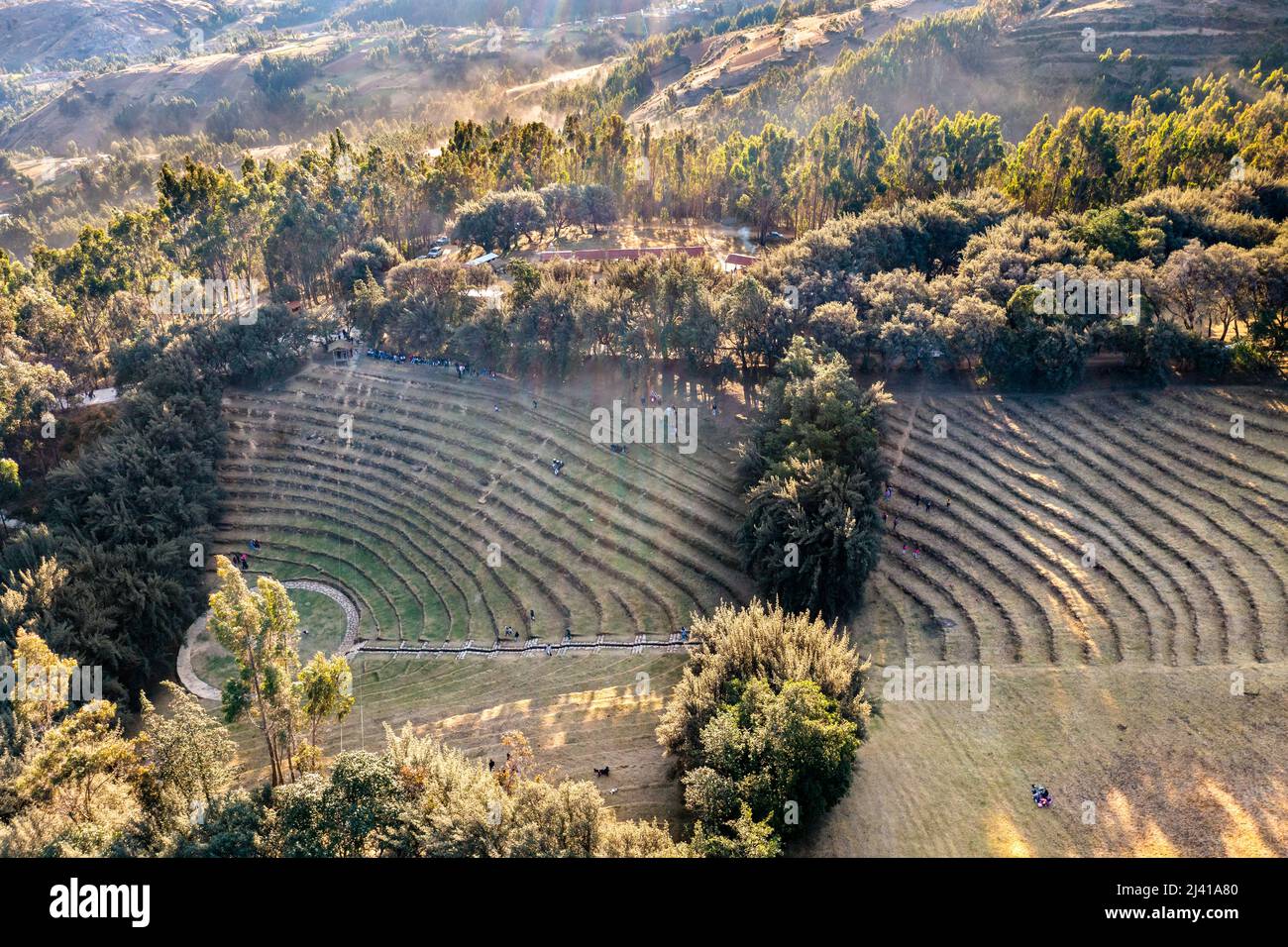 Incan terraces at Bosque Dorado near Huancayo in Junin, Peru Stock ...