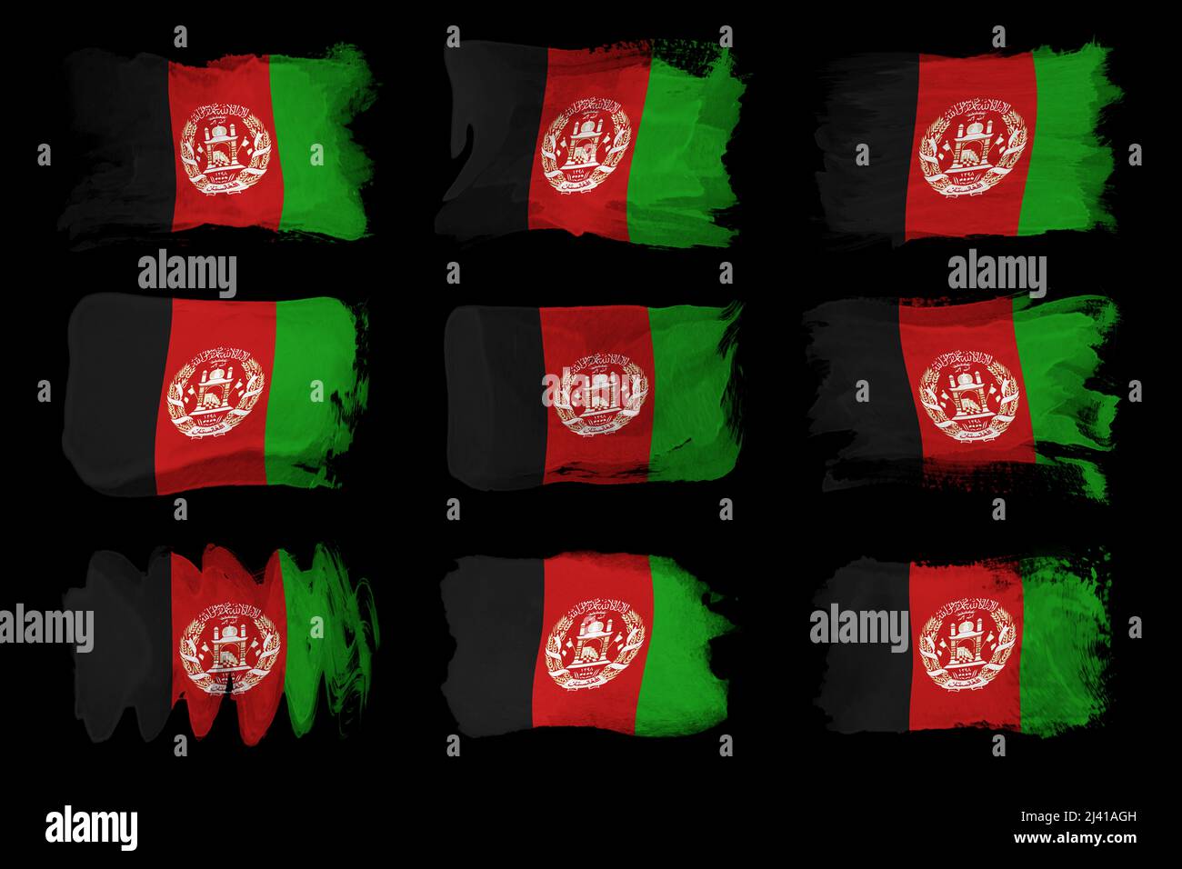 Afghanistan flag brush stroke, national flag on black background Stock ...