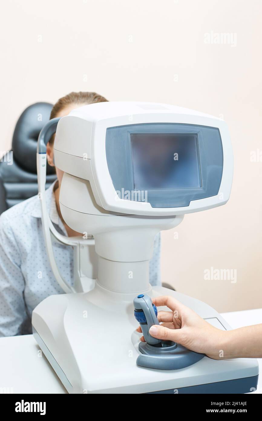 ophthalmologist medical patient. Eye clinic treatment. Hospital optics ...