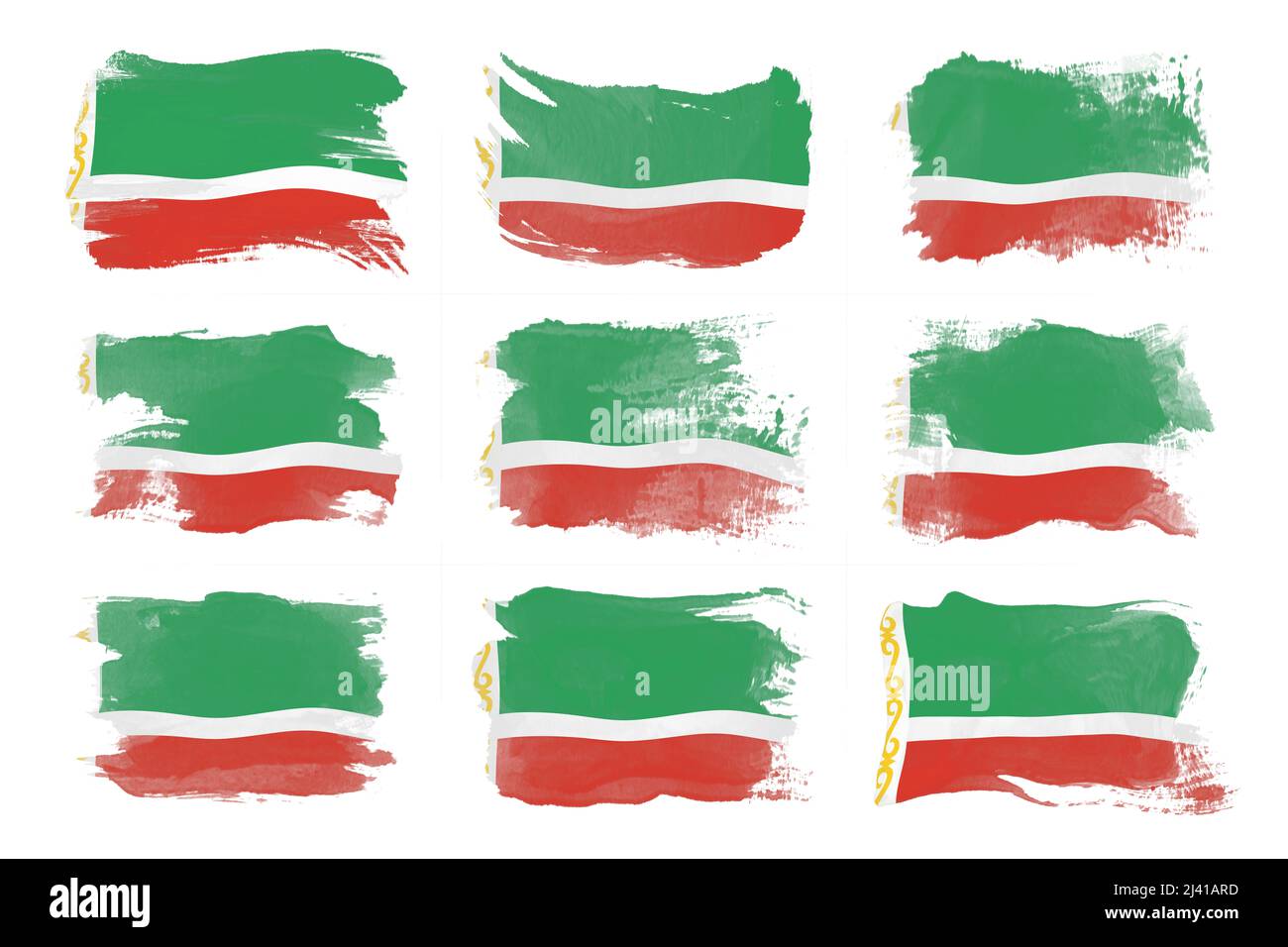 Chechnya flag brush stroke, national flag on white background Stock ...