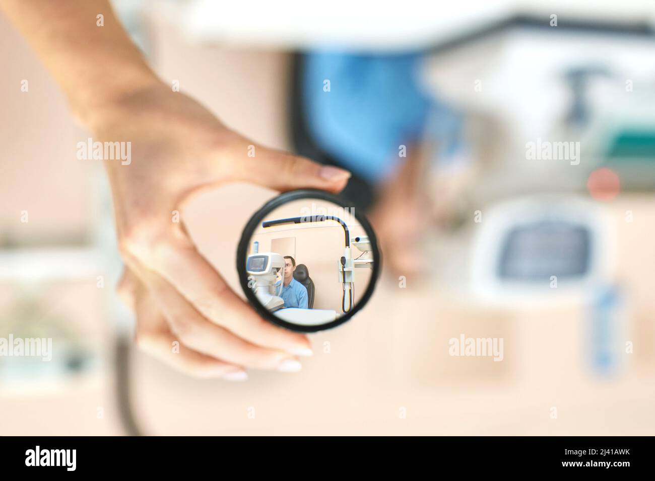 ophthalmologist medical patient. Eye clinic treatment. Hospital optics ...