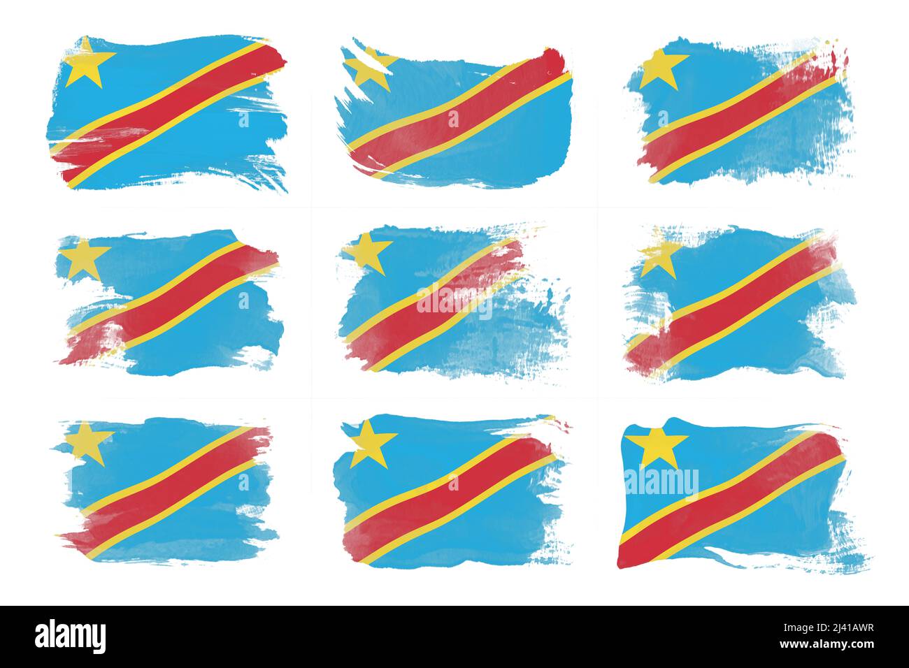 Democratic Republic Of Congo Flag Brush Stroke National Flag On White