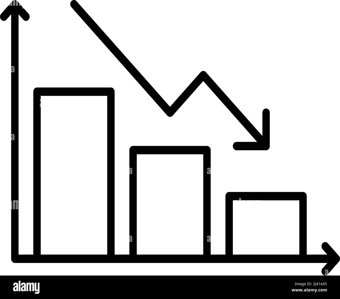 Thin line drop graph icon on white background - Vector illustration ...