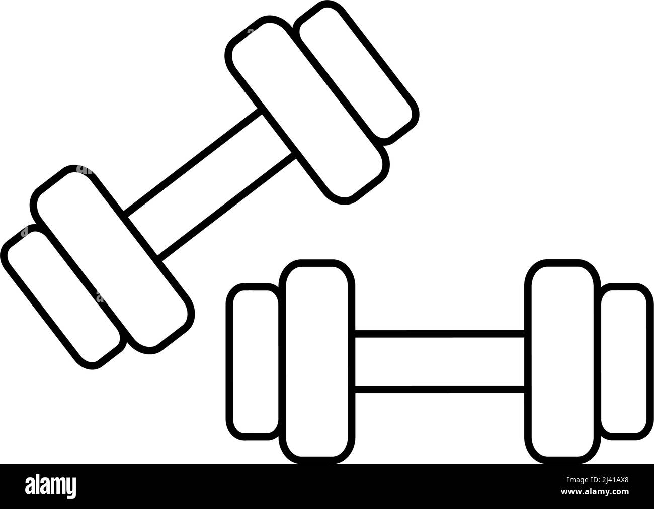 Thin line icon of sports dumbbells on a white background - Vector illustration Stock Vector ...