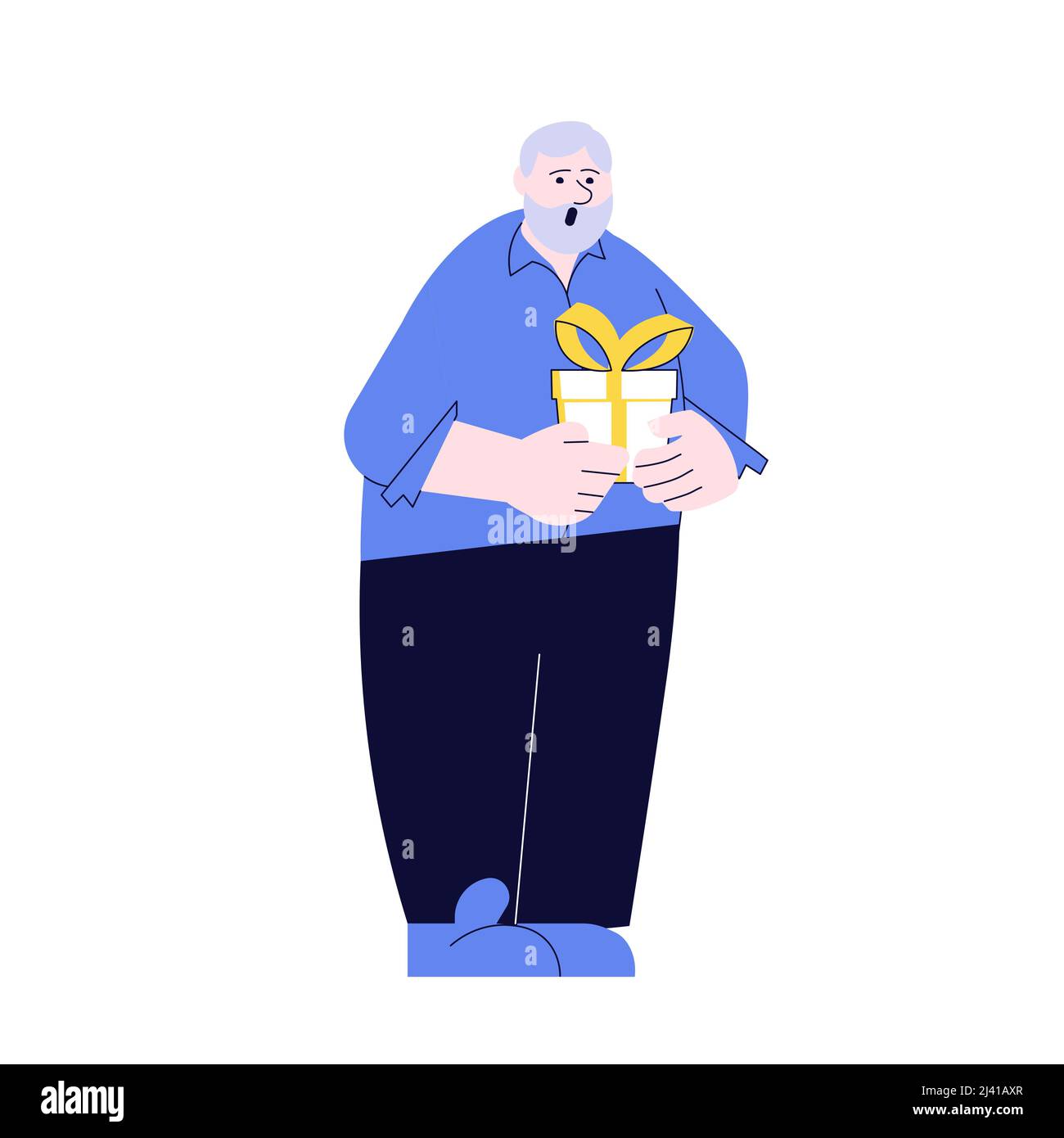 Birthday man holding present Stock Vector Images - Alamy