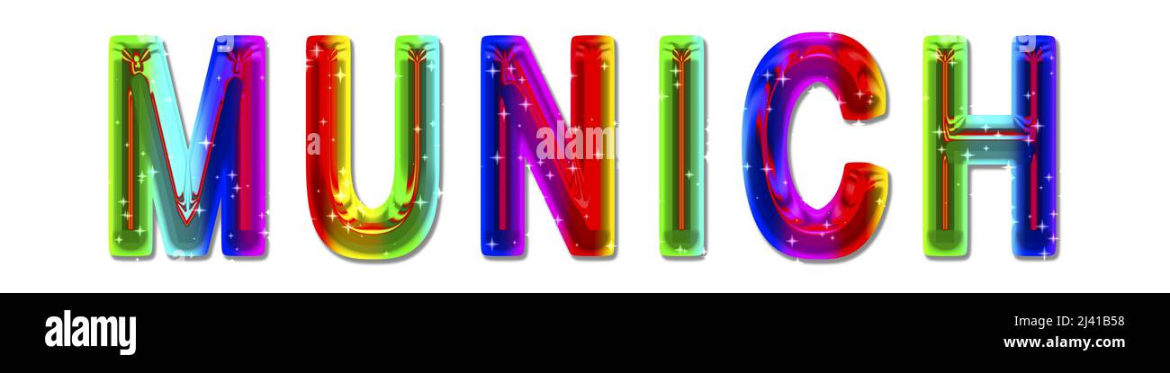 Colorful lettering with the name of the city MUNICH Stock Photo - Alamy