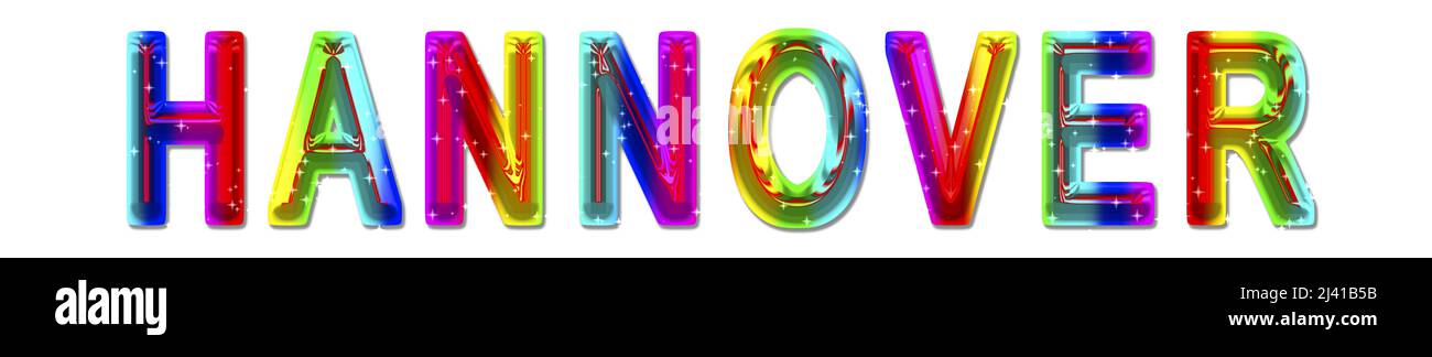 Colorful lettering with the name of the city HANNOVER Stock Photo - Alamy
