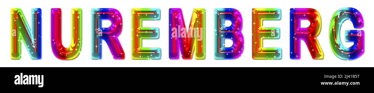 Colorful lettering with the name of the city NUREMBERG Stock Photo - Alamy