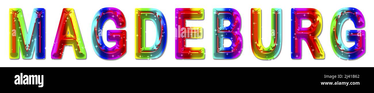 Colorful lettering with the name of the city MAGDEBURG Stock Photo - Alamy