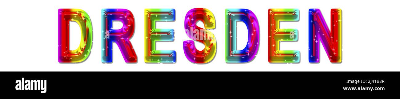 Colorful lettering with the name of the city DRESDEN Stock Photo - Alamy