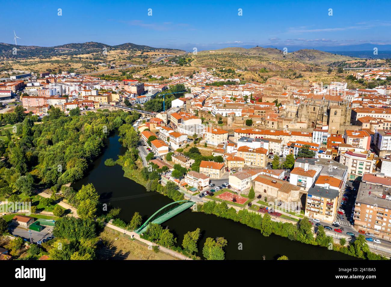 Aerial panorama of Plasencia in the province of Caceres, Extremadura ...