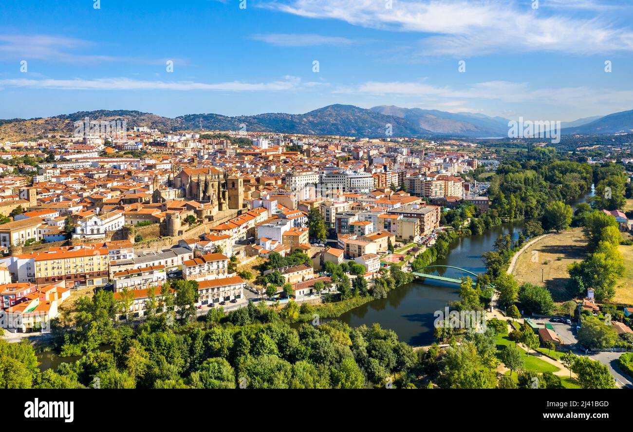 Aerial panorama of Plasencia in the province of Caceres, Extremadura ...