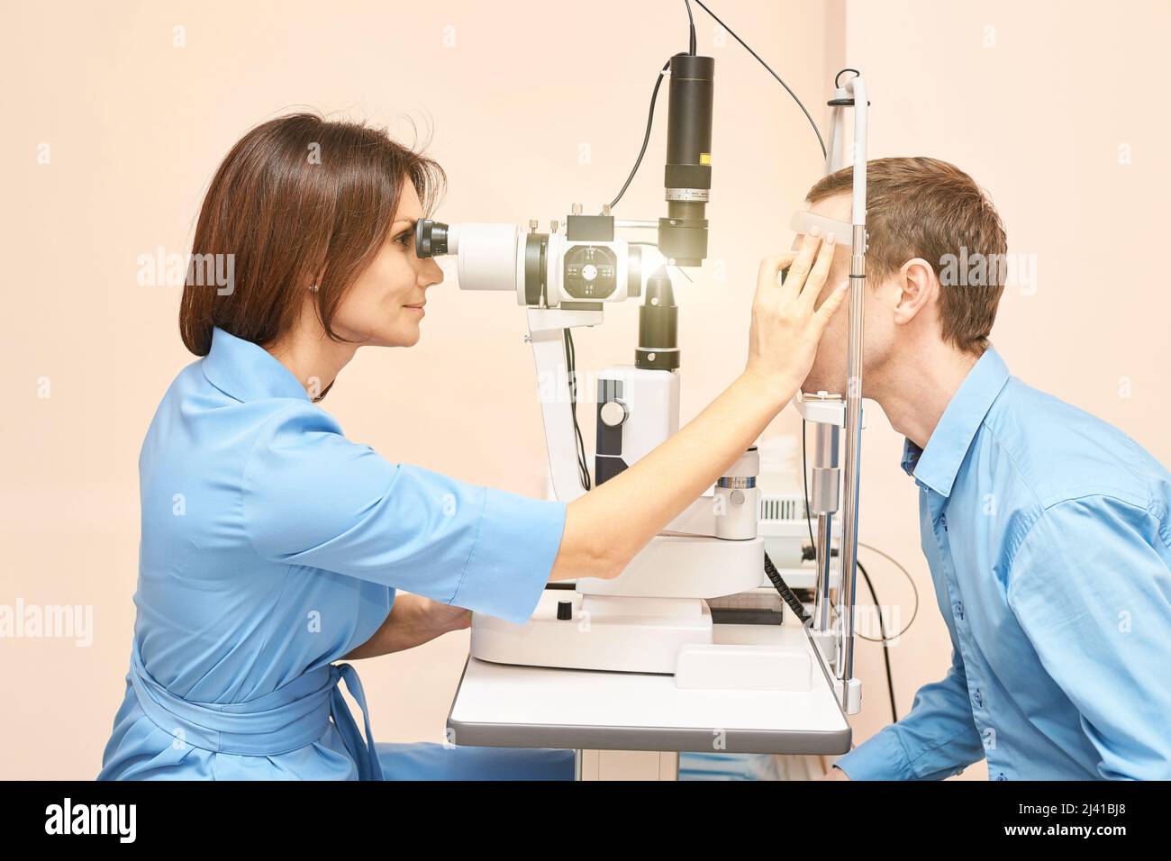 ophthalmologist medical patient. Eye clinic treatment. Hospital optics ...