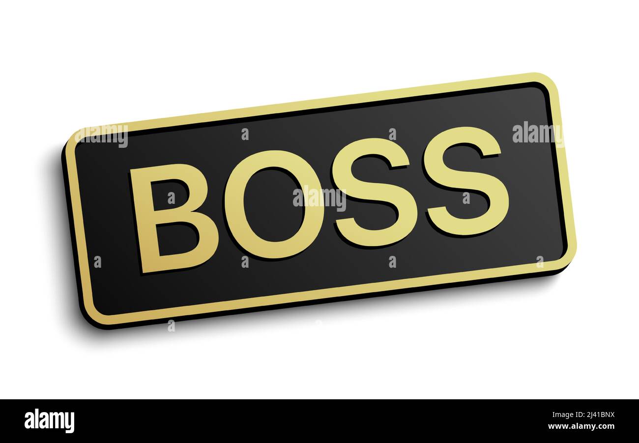 Classic style BOSS vector black badge with golden details, isolated on ...