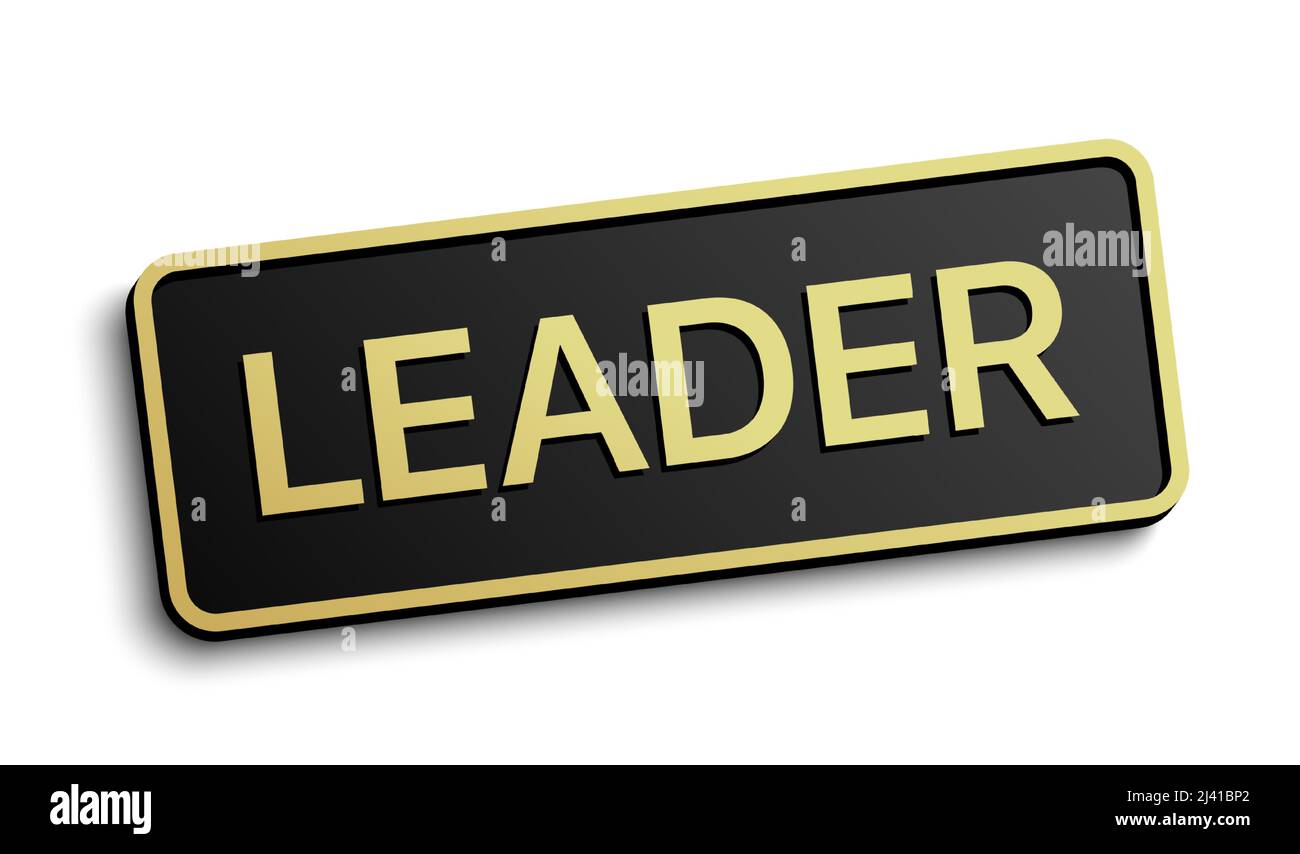 Classic style LEADER vector black badge with golden details, isolated ...