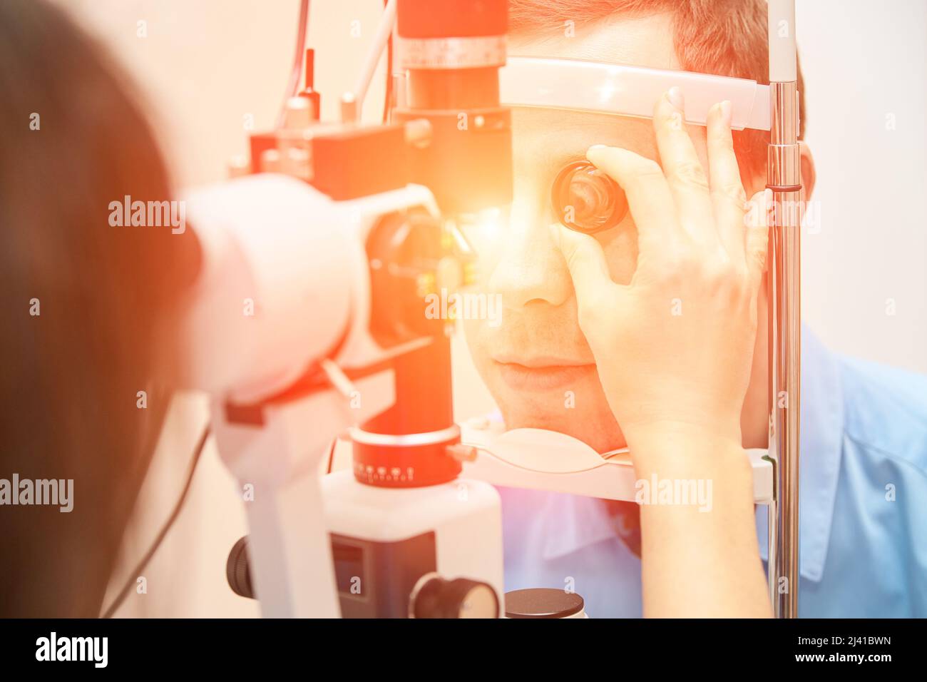 ophthalmologist medical patient. Eye clinic treatment. Hospital optics ...