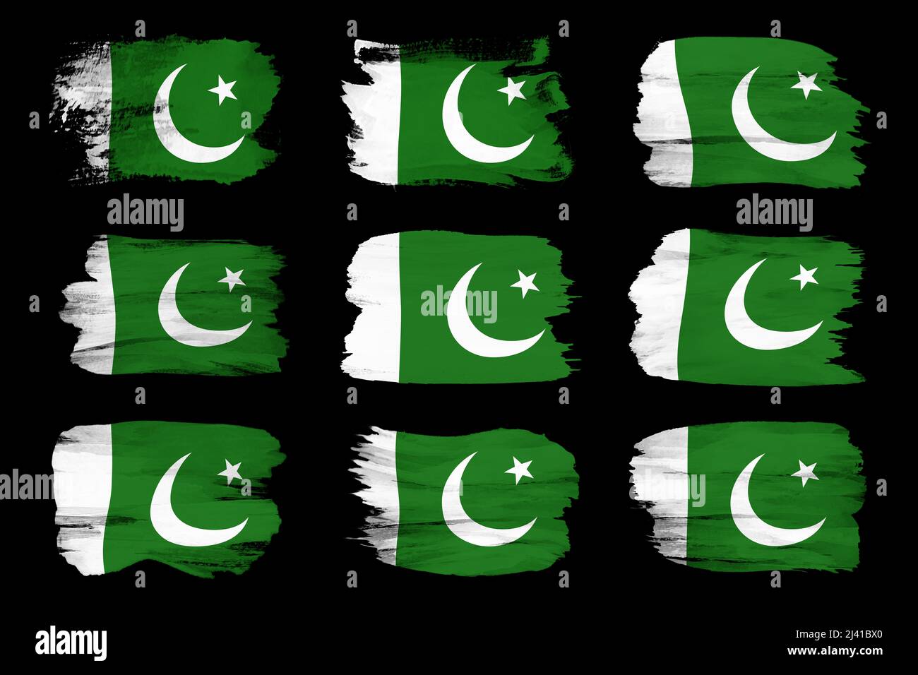 Pakistan flag brush stroke, national flag on black background Stock ...