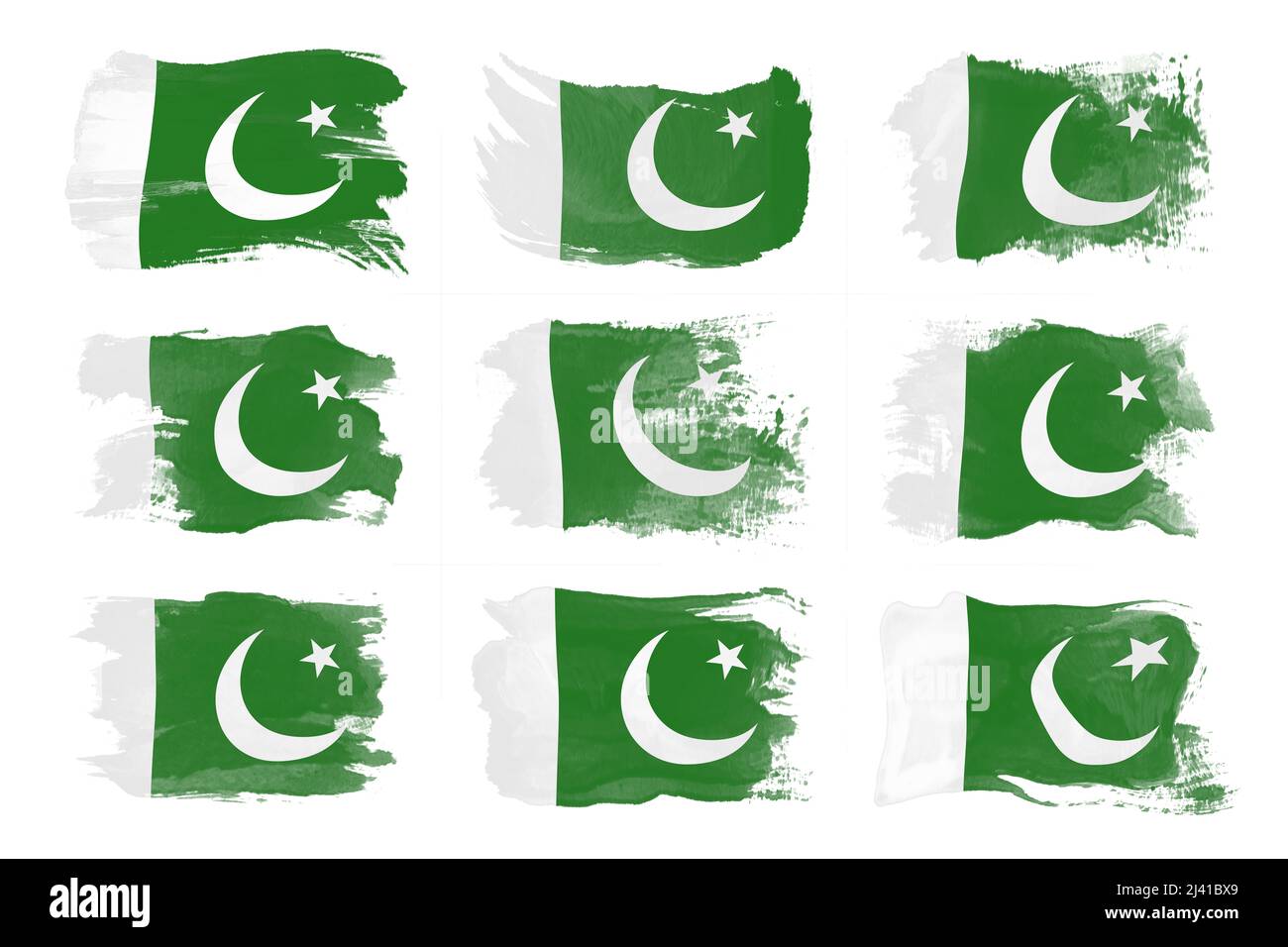 Pakistan flag brush stroke, national flag on white background Stock ...