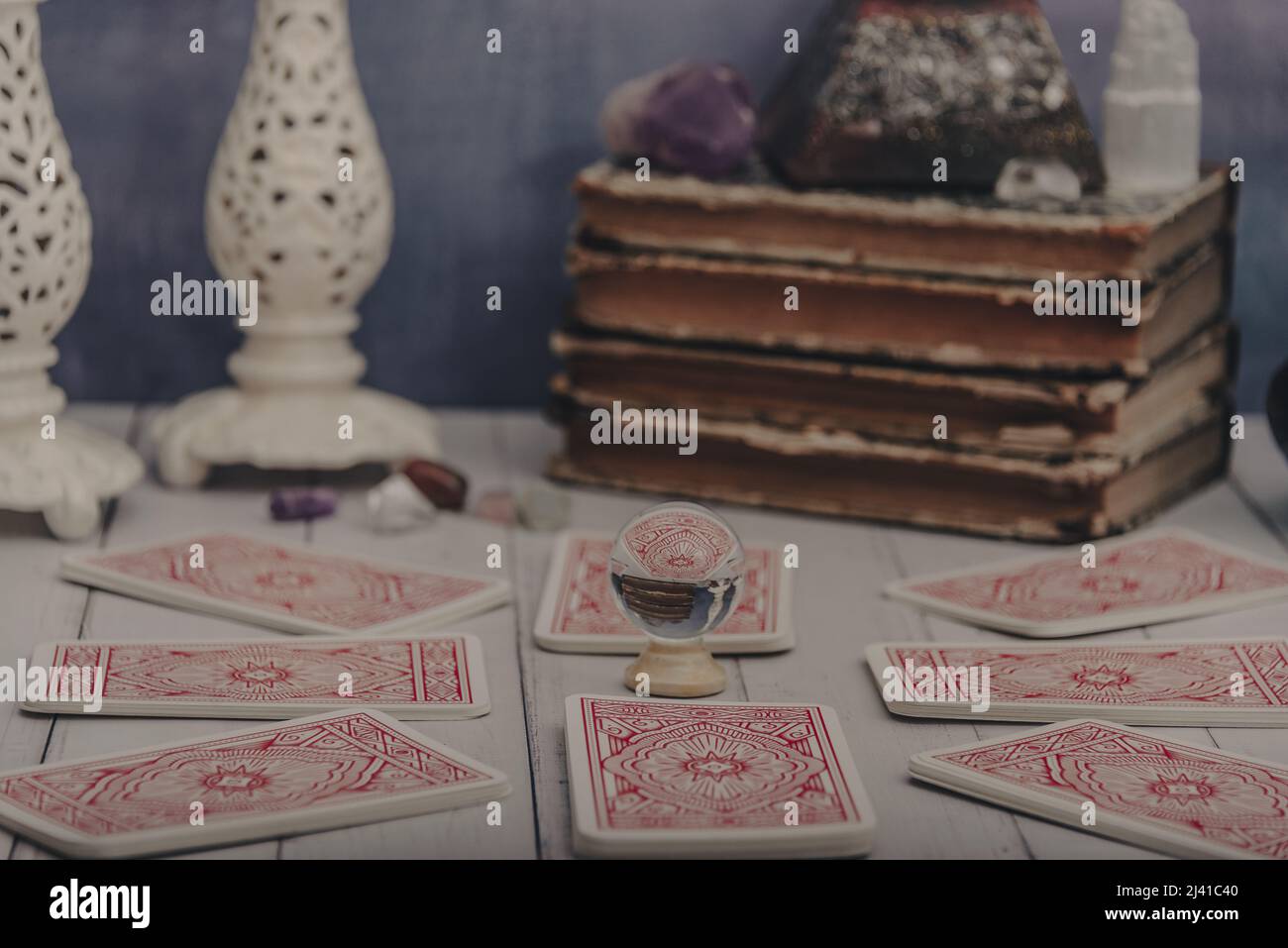 Fortune telling a deck of tarot cards with other fortune telling items ...