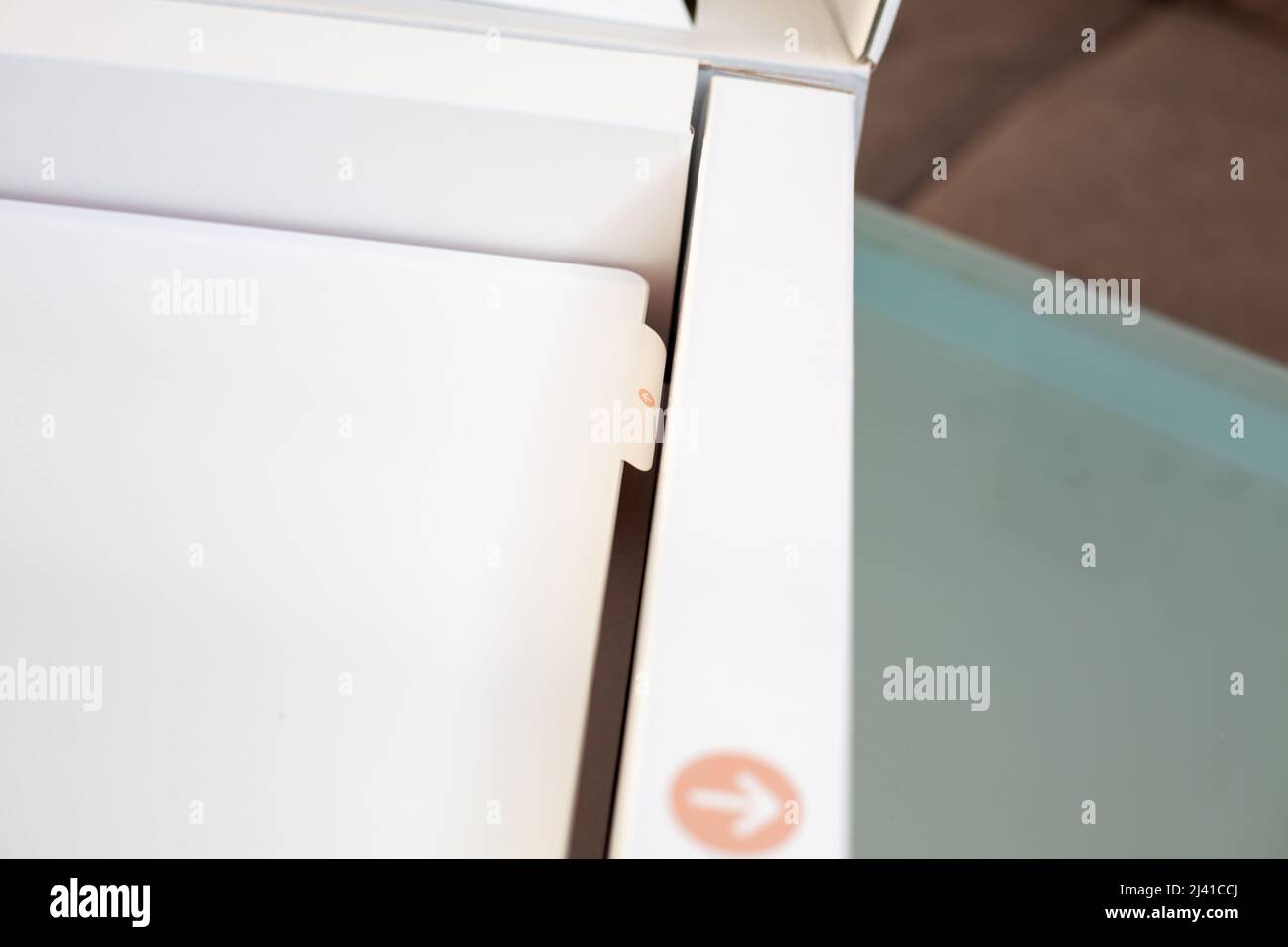 Bologna, Italy: February 14, 2022.Unboxing the new modern Apple pink ...