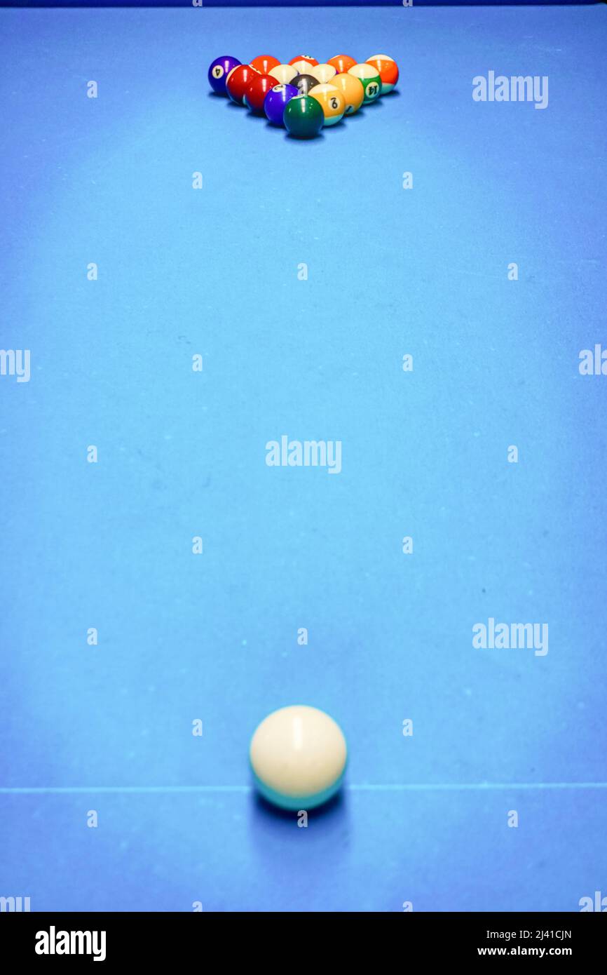 Billiards game - beginning of a game Stock Photo - Alamy