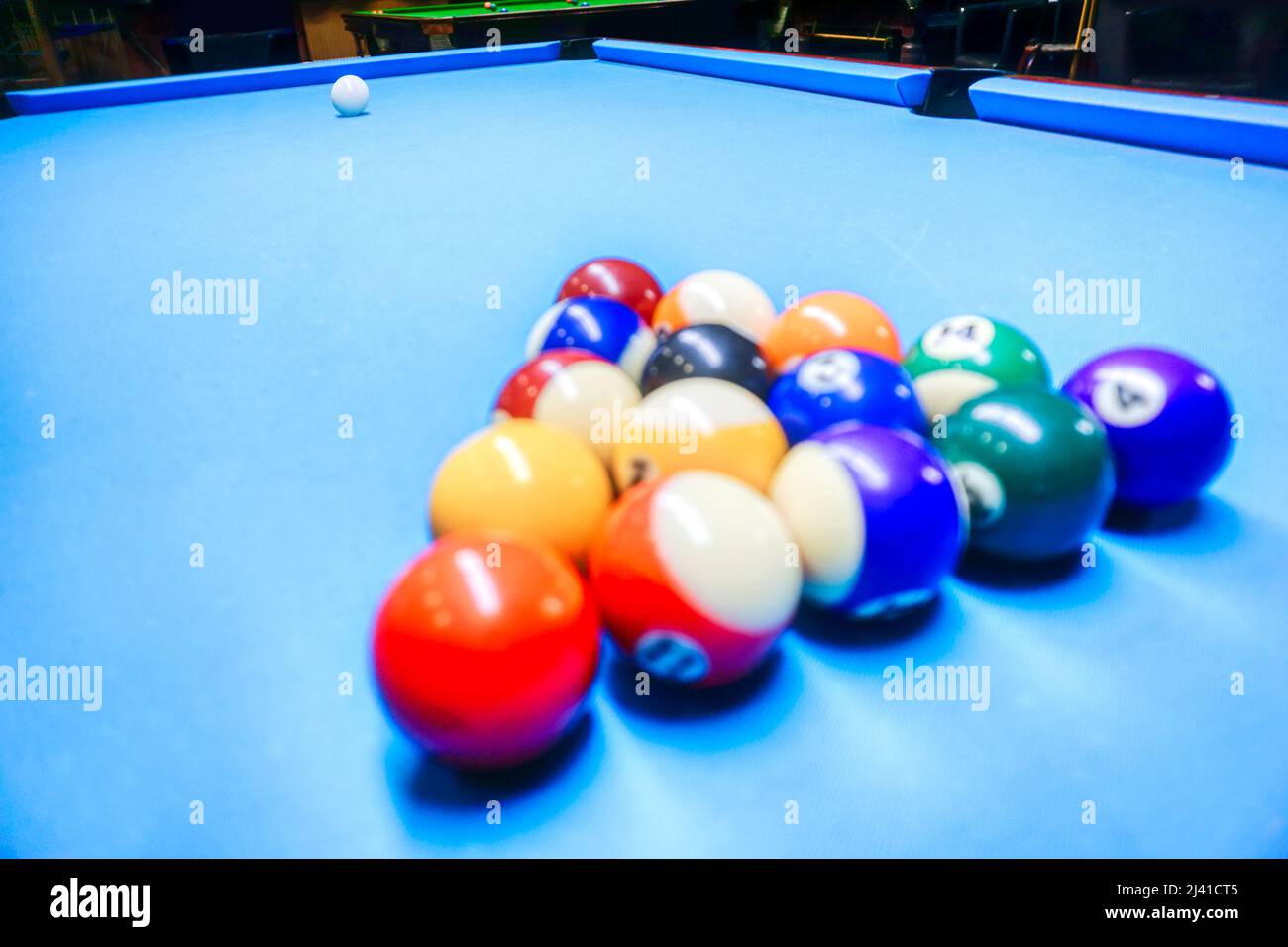 Billiards game - beginning of a game Stock Photo - Alamy