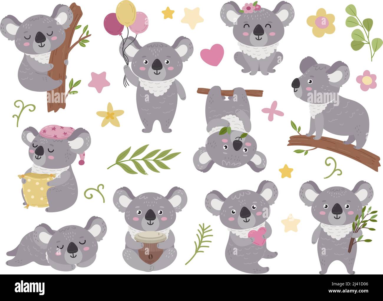 Cartoon koala. Comic koalas clipart, funny australian animals in ...