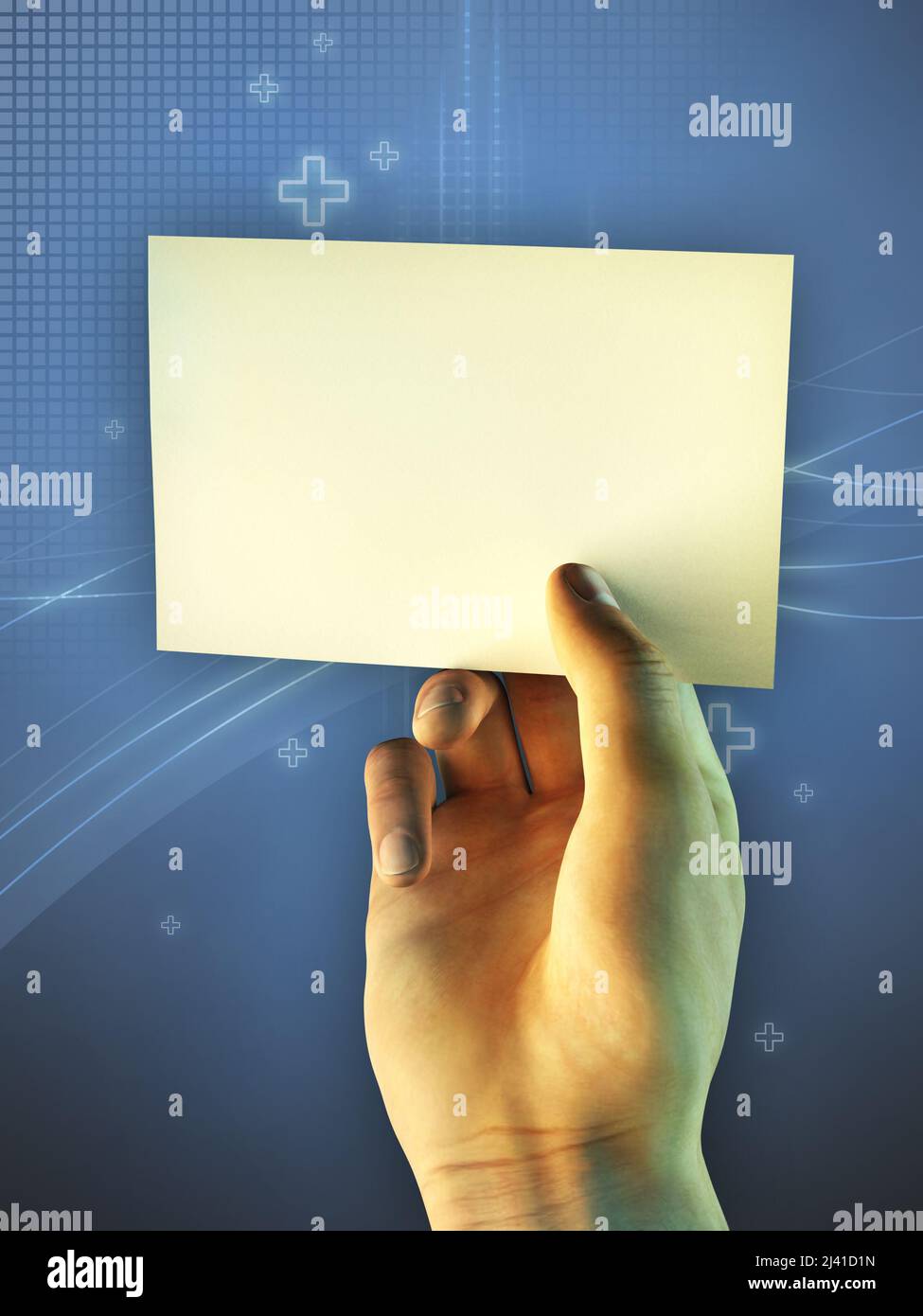 Male hand holding a note. Digital illustration Stock Photo - Alamy