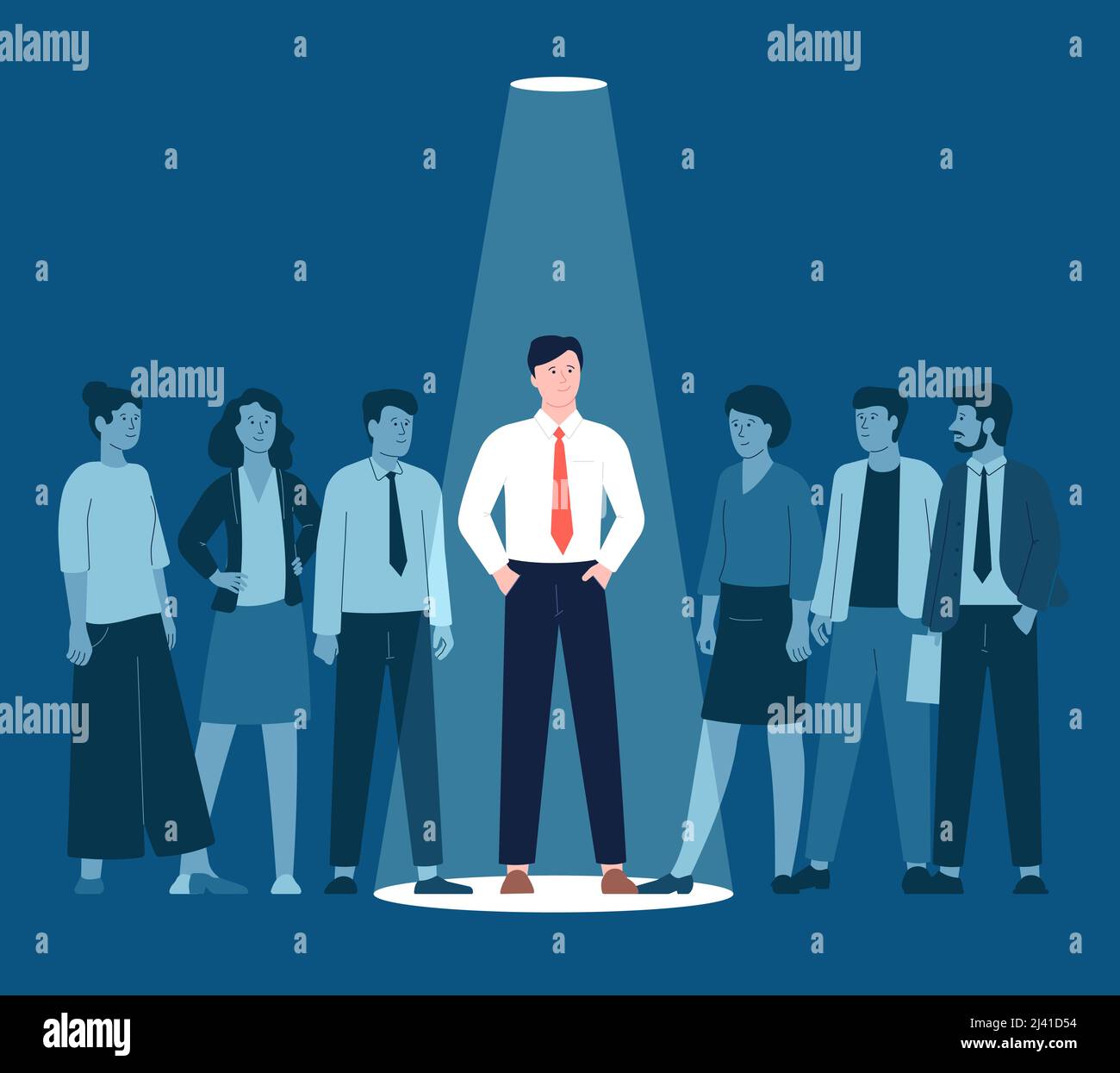 Unique businessman. Talent person in spotlight, recruit and successful ...