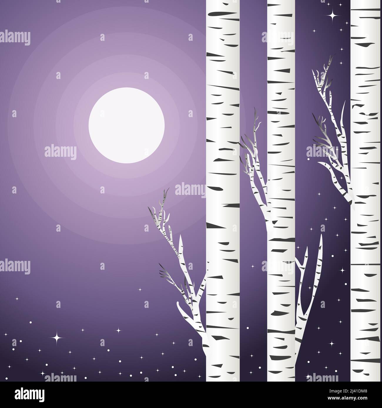 Full white moon trees Stock Vector Images - Alamy