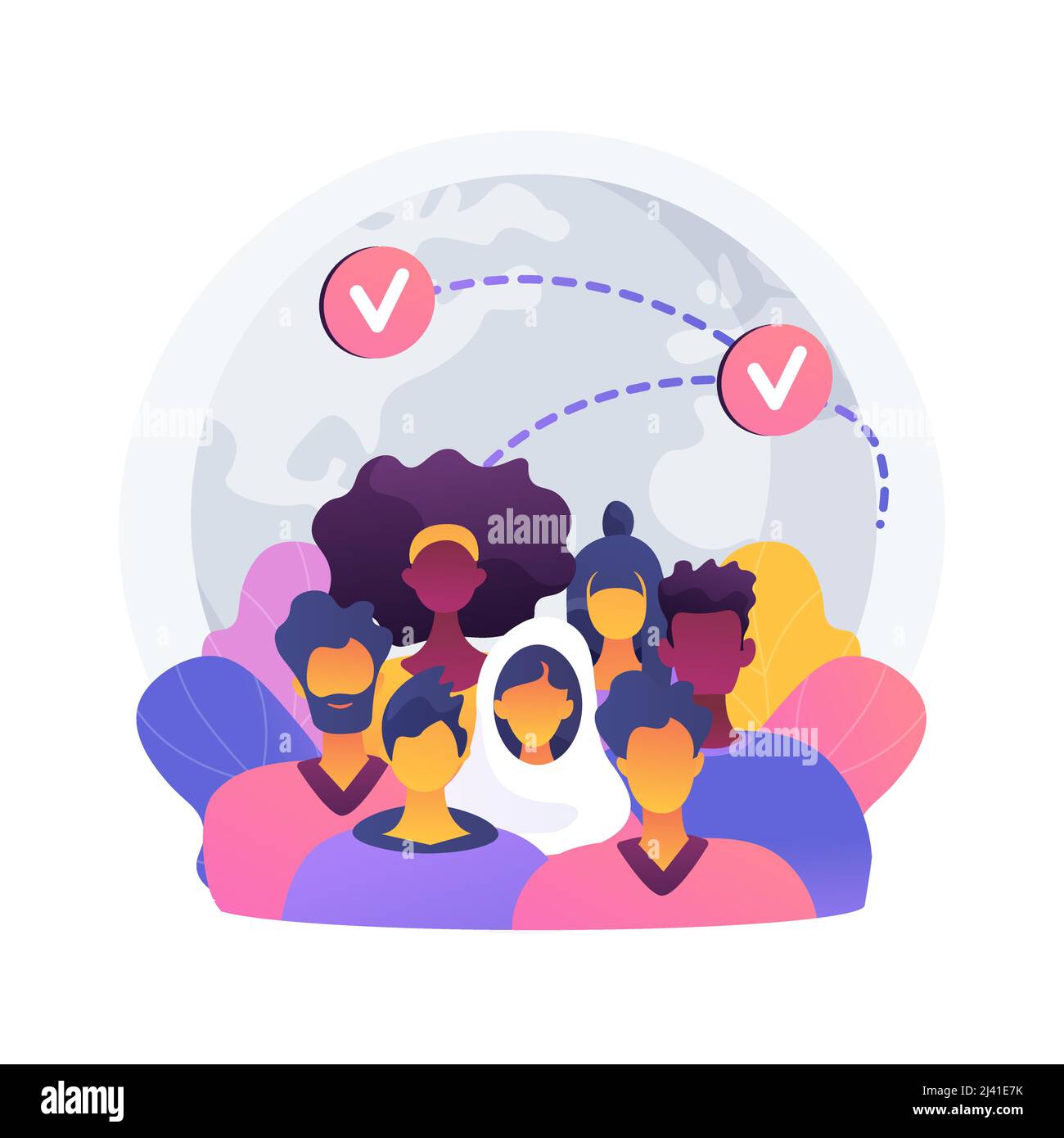 International migration abstract concept vector illustration. International migrants, border ...
