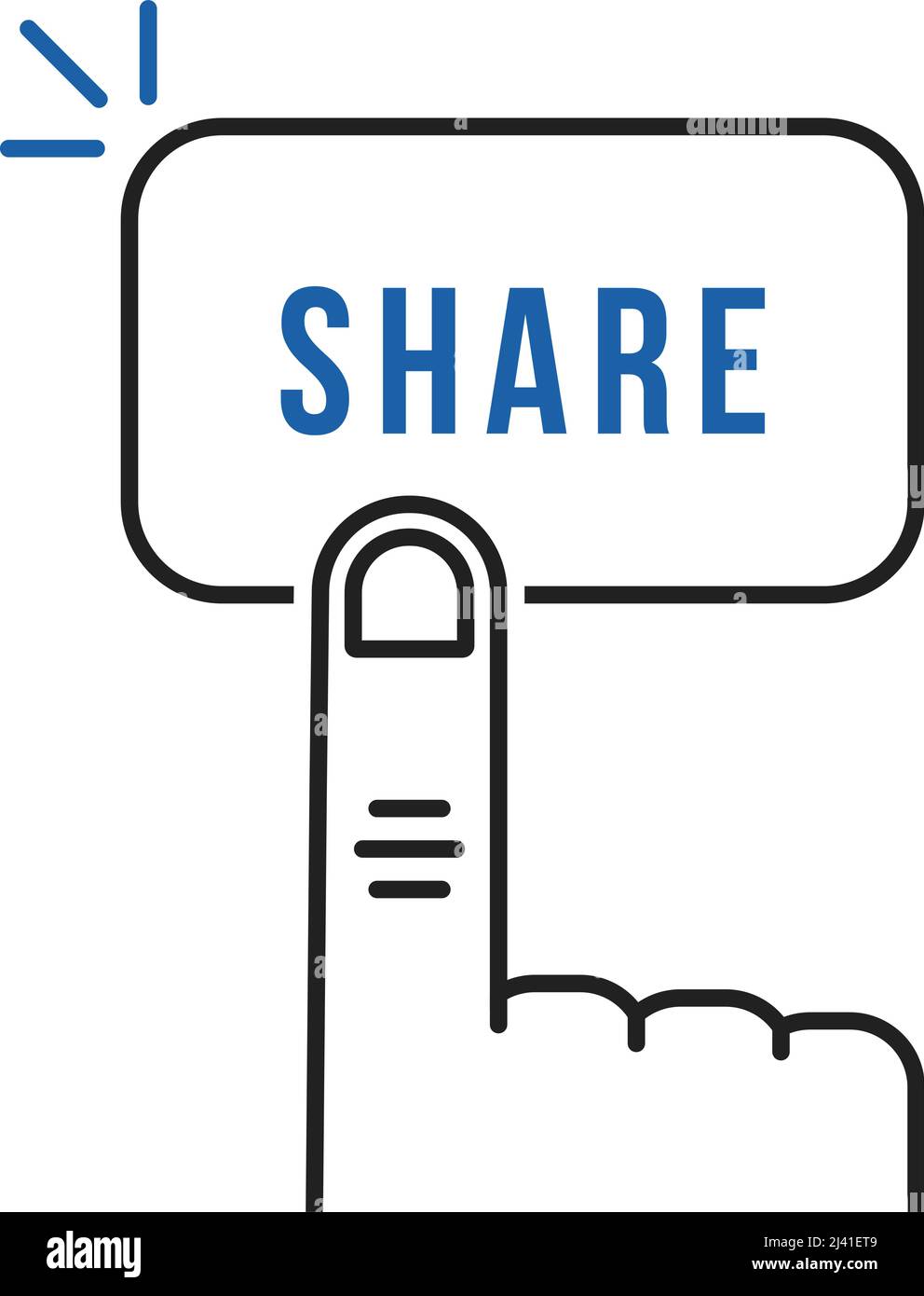 thin line forefinger press on simple share button Stock Vector Image ...