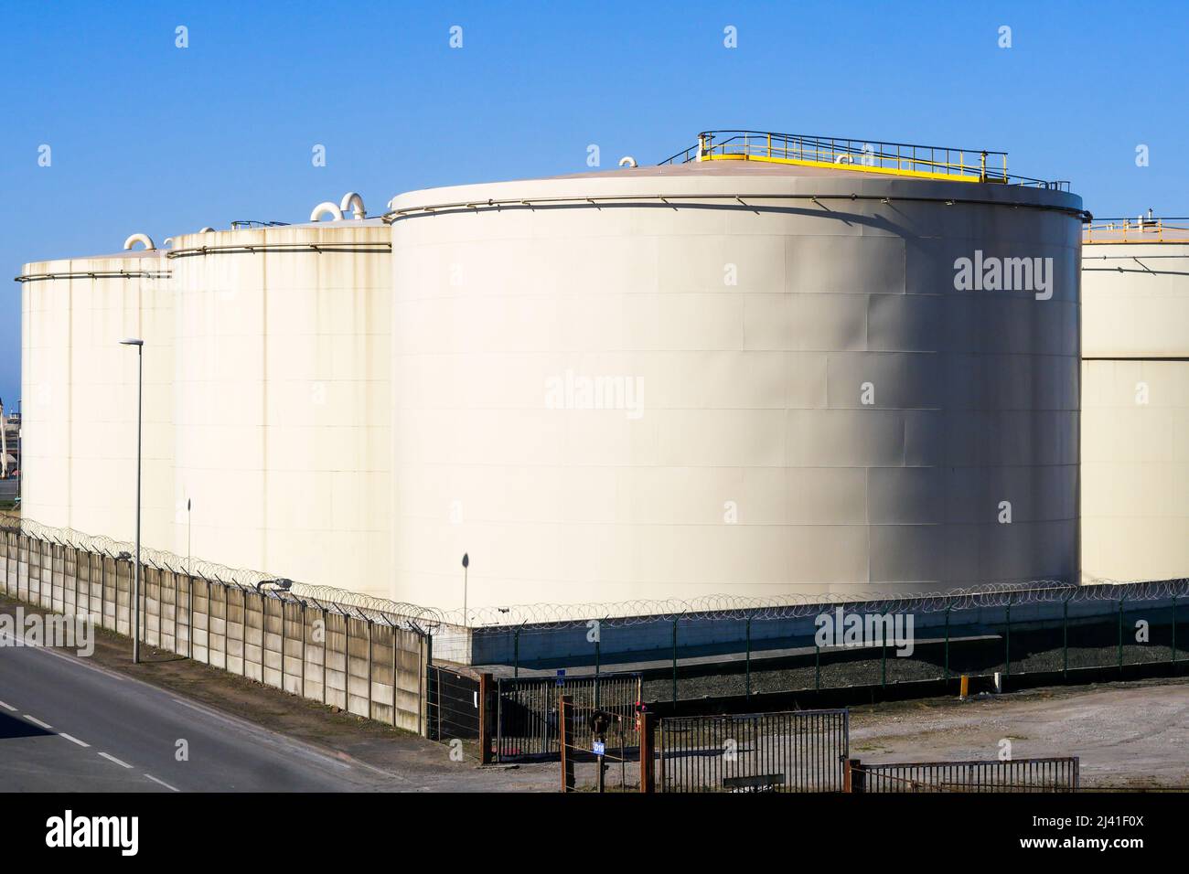 Oil tanks, Dunkirk harbor, Dunkirk, Nord, Hauts-de-France, France Stock ...