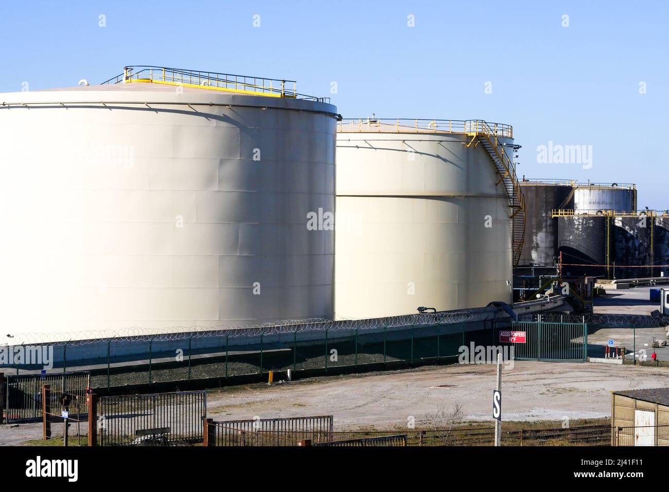 Oil tanks, Dunkirk harbor, Dunkirk, Nord, Hauts-de-France, France Stock ...
