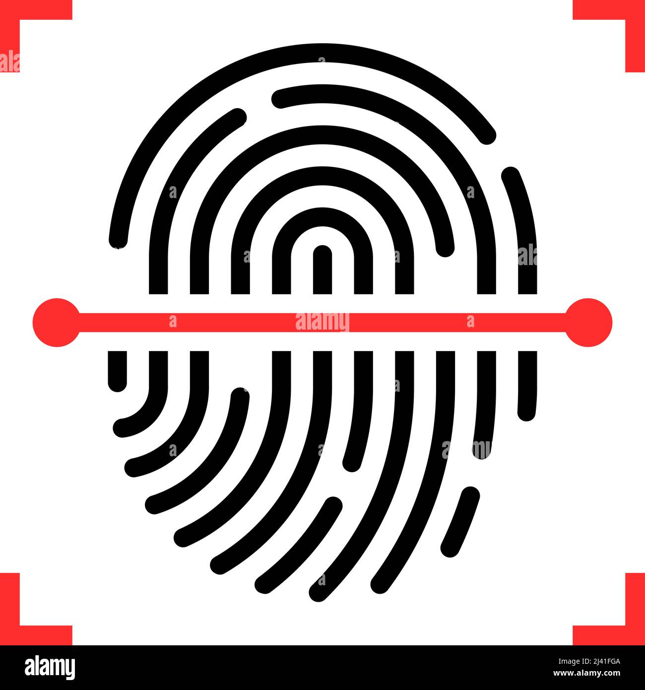black and red fingerprint thin line scanner Stock Vector Image & Art ...