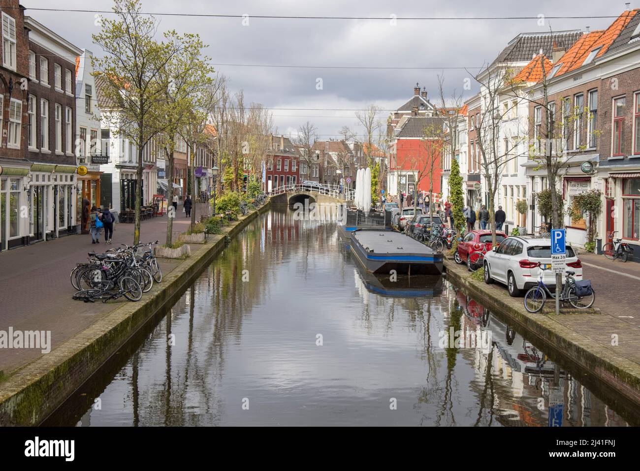 typical scene along one of the many canals in delft holland Stock Photo ...