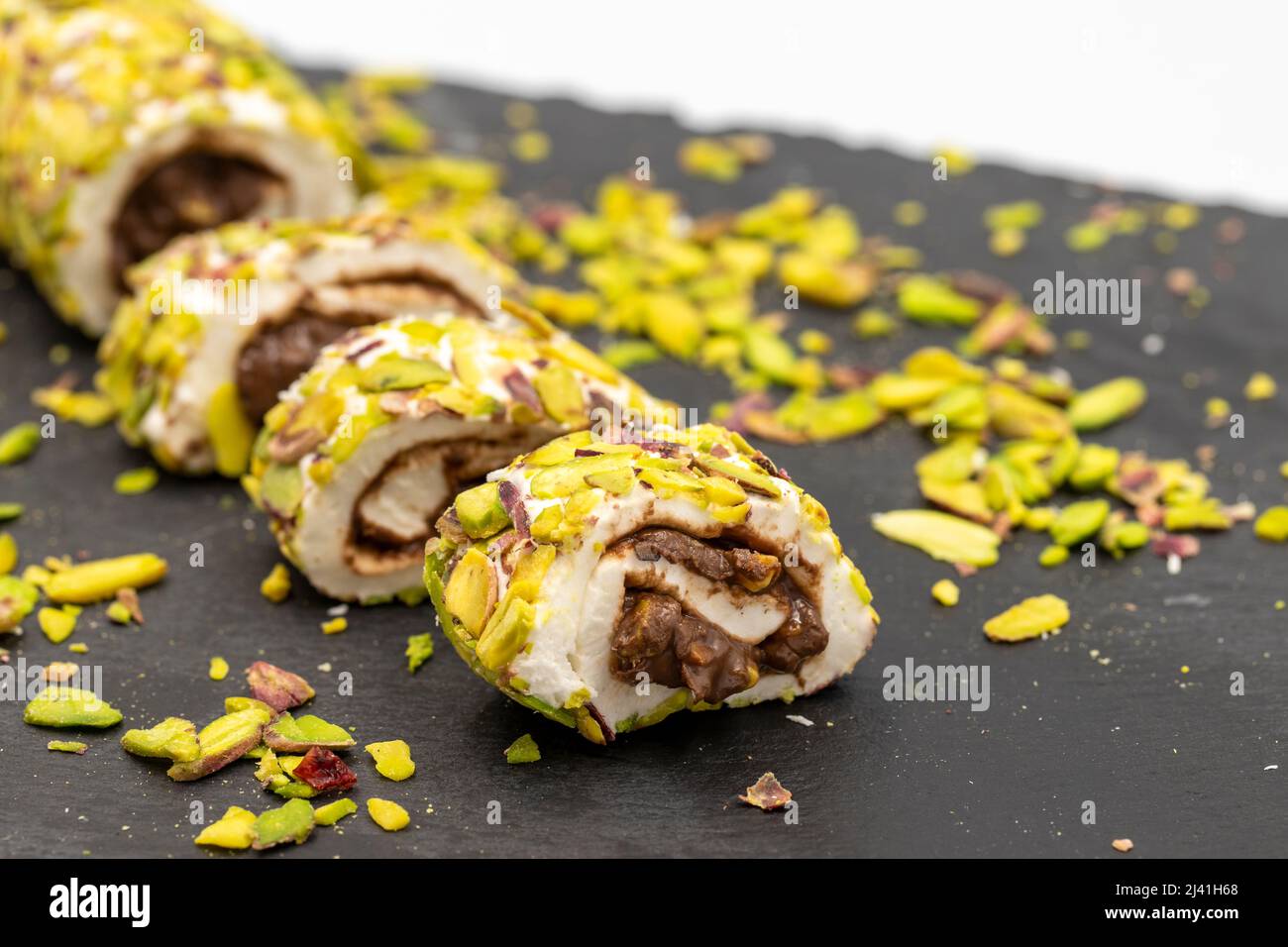 Pistachio Turkish Delight. Chocolate filled Turkish delight ...