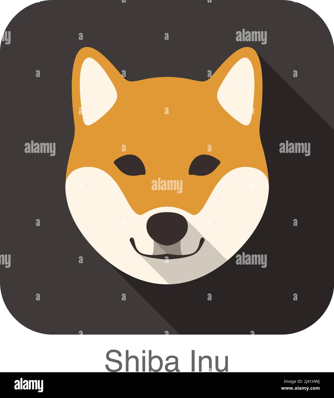 Shiba Inu dog face cartoon flat icon design Stock Vector Image & Art ...