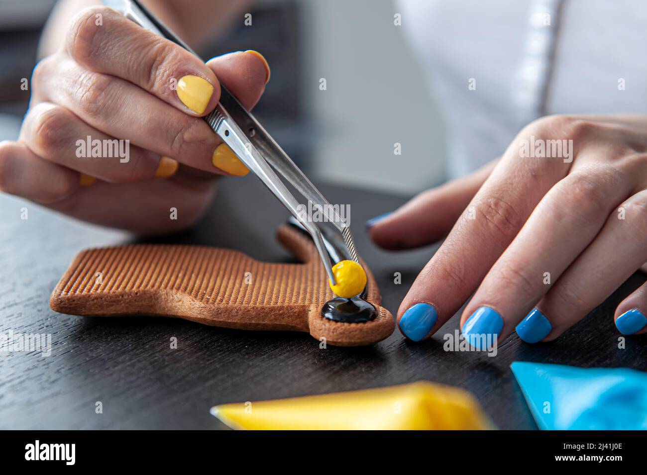 The process of making handmade gingerbread, decortive details Stock ...