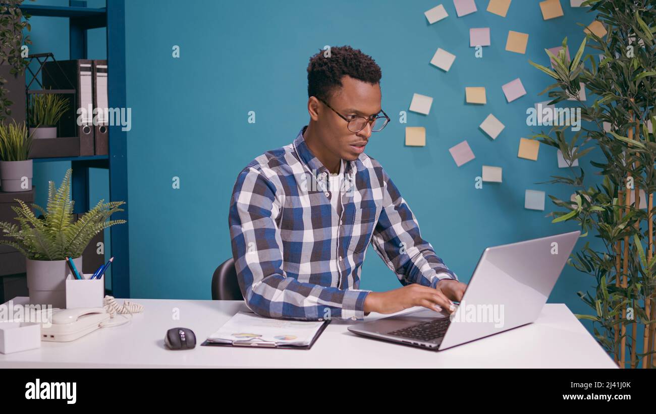 Furious worker feeling tense about work mistake on laptop, having ...