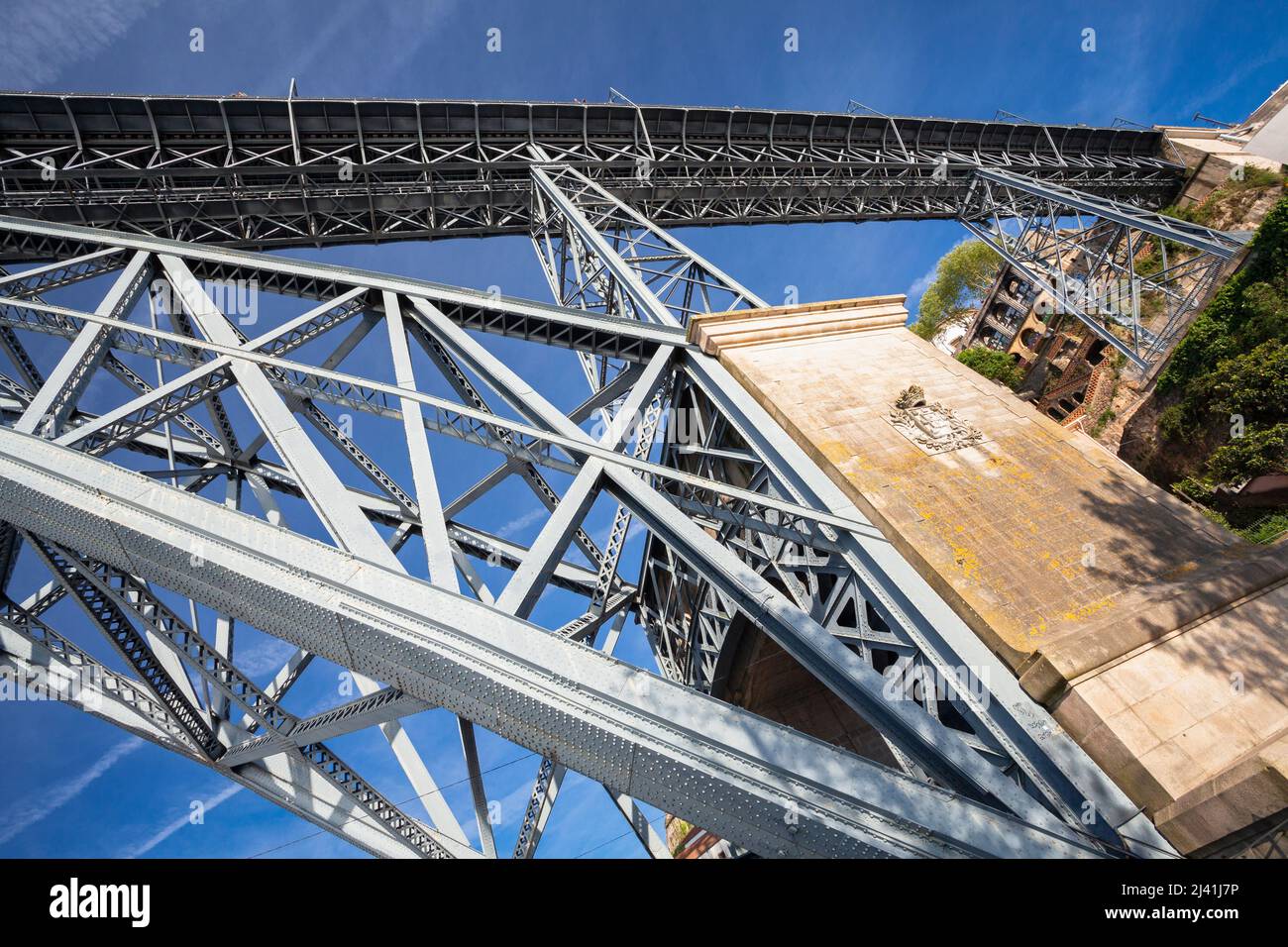 Luís I Bridge (Ponte Luís I) showing detail of Buttress and Tower ...