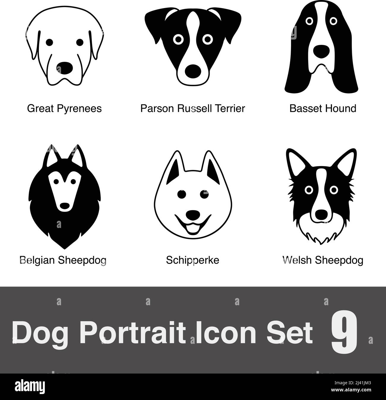 Dog face portrait icon set Stock Vector Image & Art - Alamy
