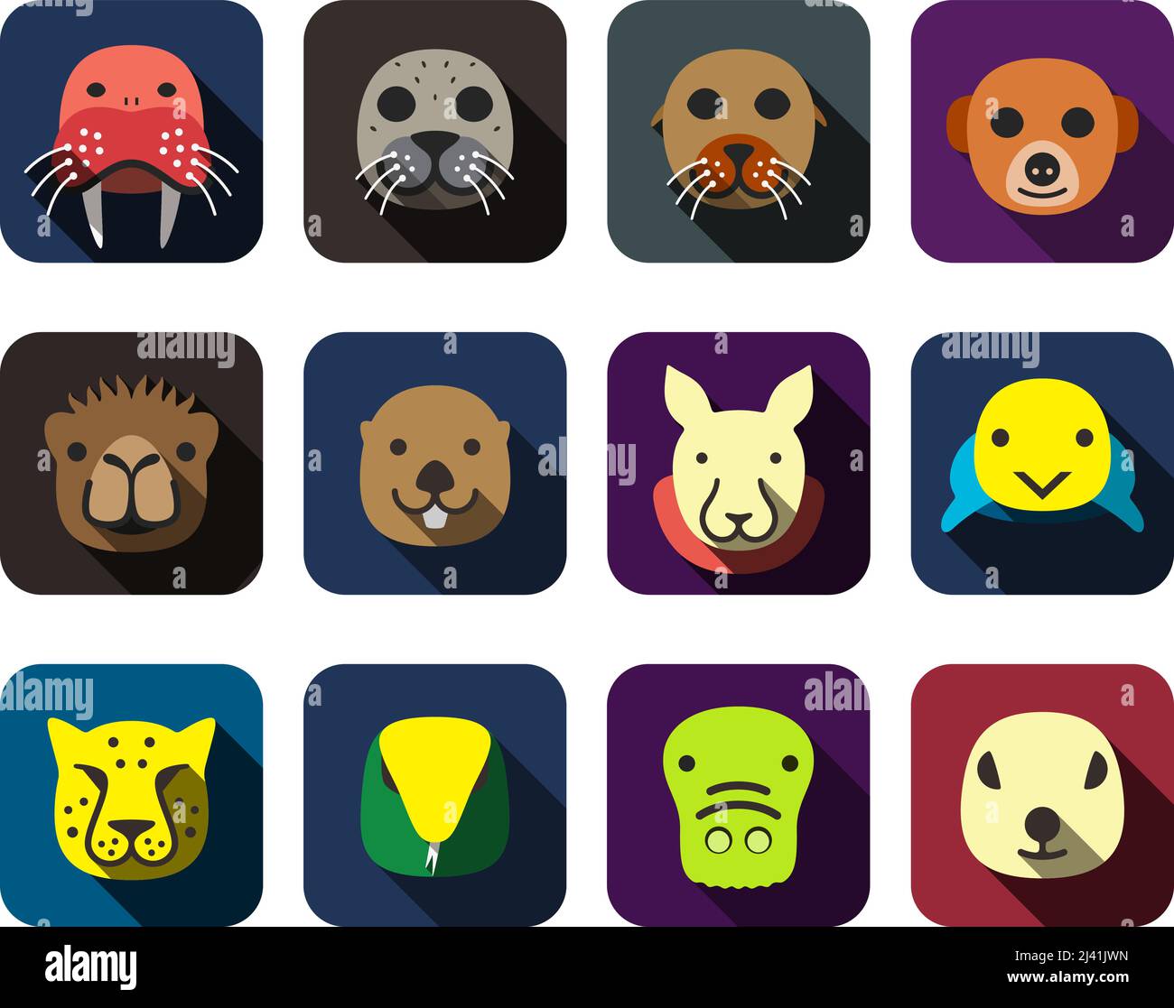 Animal face flat design icon set Stock Vector Image & Art - Alamy