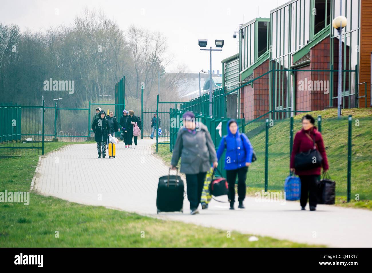 Przemysl, Poland. 11th Apr, 2022. People arrive at the Medyka border ...
