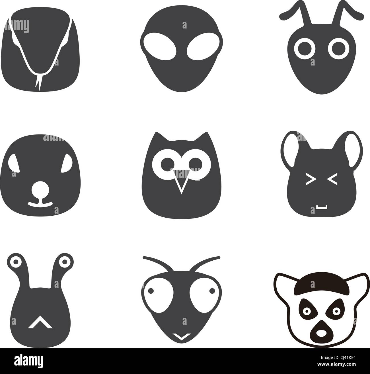 cute animal face icons set, cartoon vector illustration Stock Vector ...