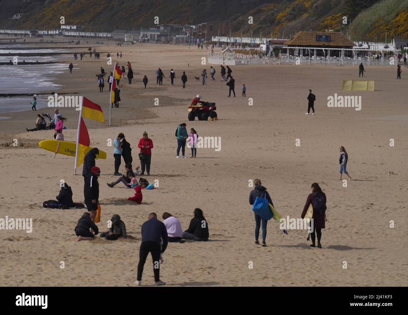 People on the the beach in Bournemouth. Picture date: Monday April 11 ...