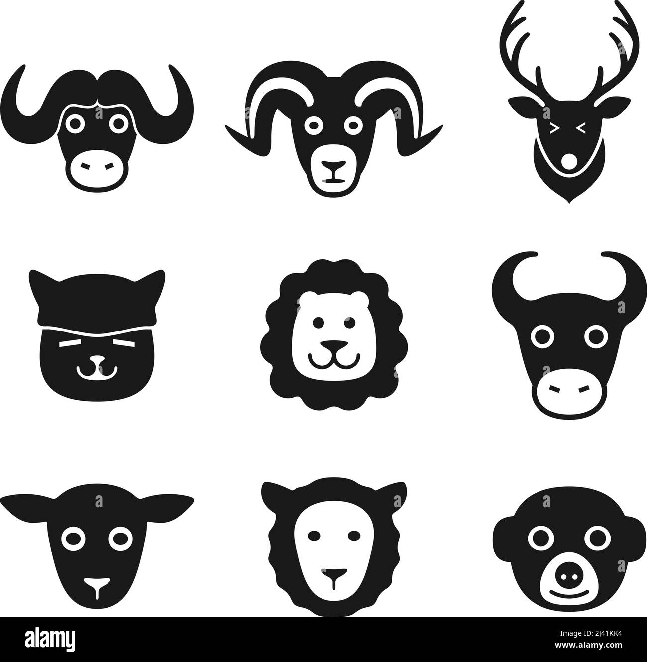 animal face icon set series Stock Vector Image & Art - Alamy
